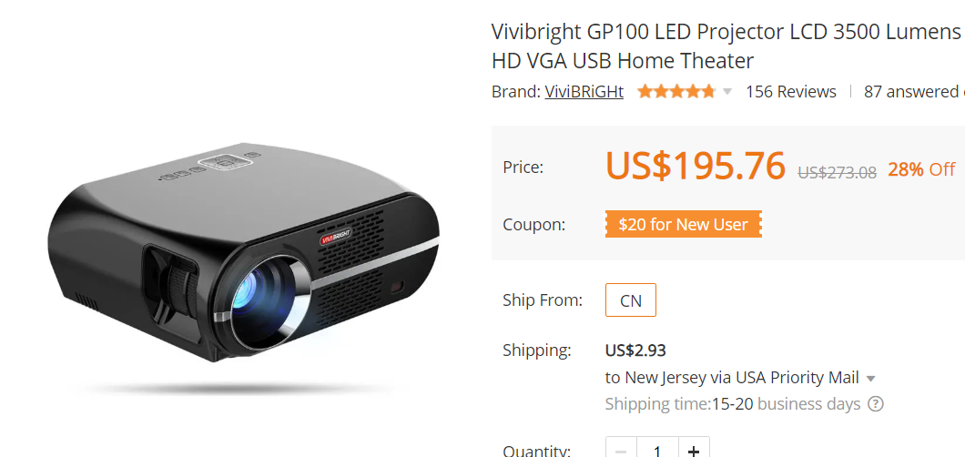 VIVIBRIGHT GP100 LED 프로젝터 (가격인하!)