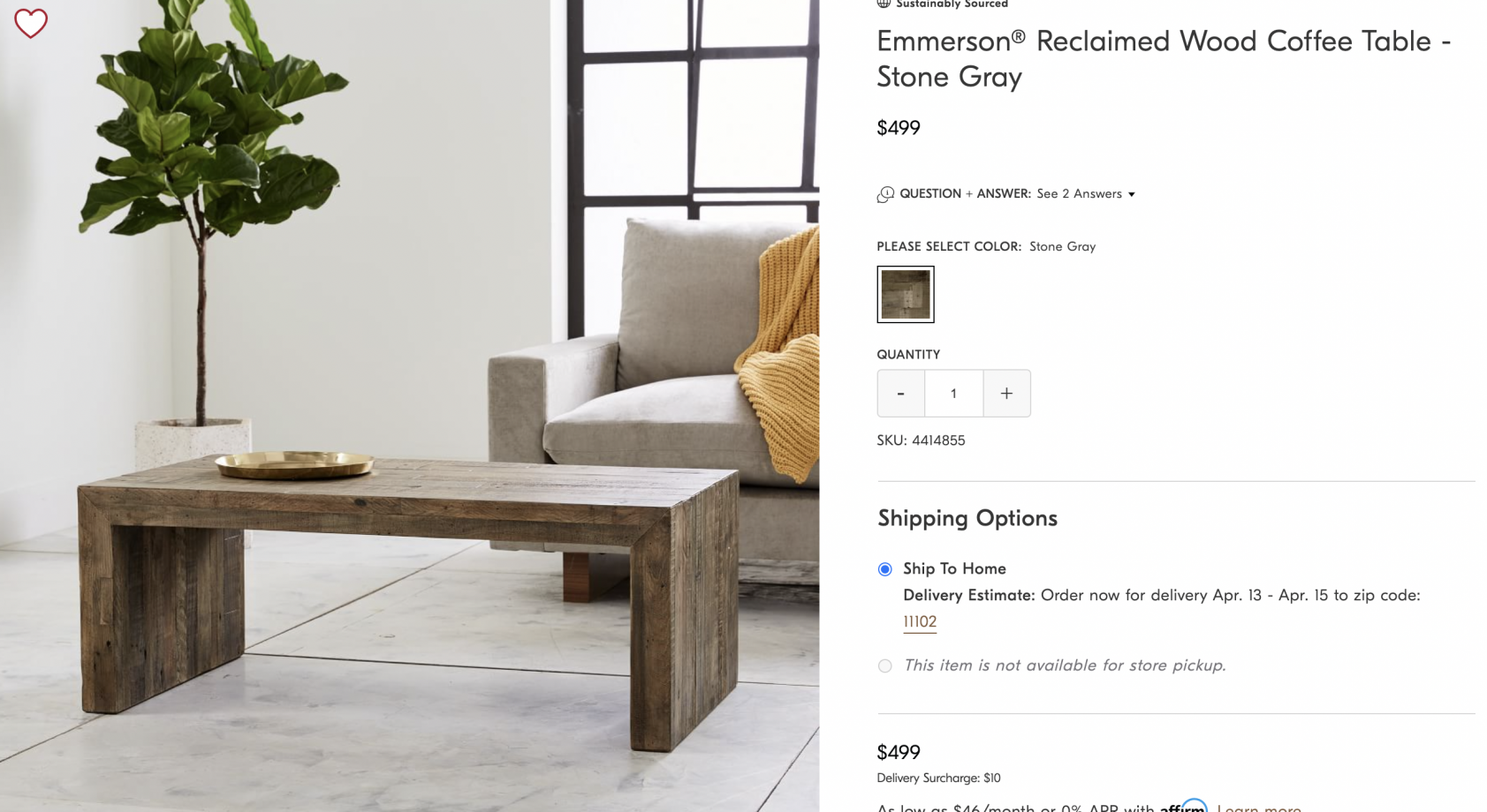 WESTELM Emmerson Reclaimed Wood Coffee Table