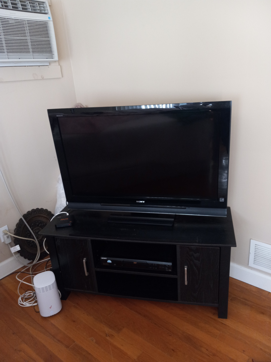 TV, TV Stand, DVD Player