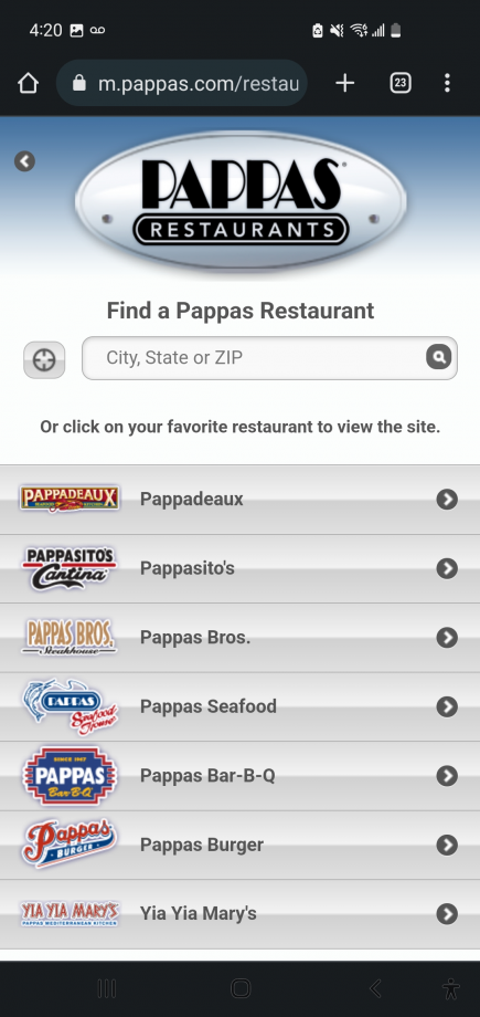 Pappas 상품권 120달러