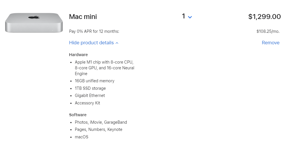 Mac Mini M1 / 1TB SSD / 16GB Ram (맥미니 M1)